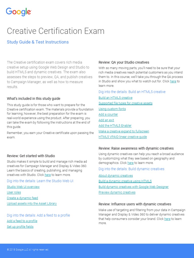 Creative Certification Exam: Study Guide & Test Instructions | PDF ...