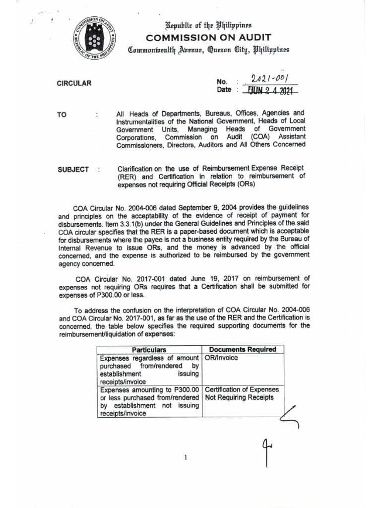 COA CIRCULAR NO. 2021 001 June 24 2021 | PDF