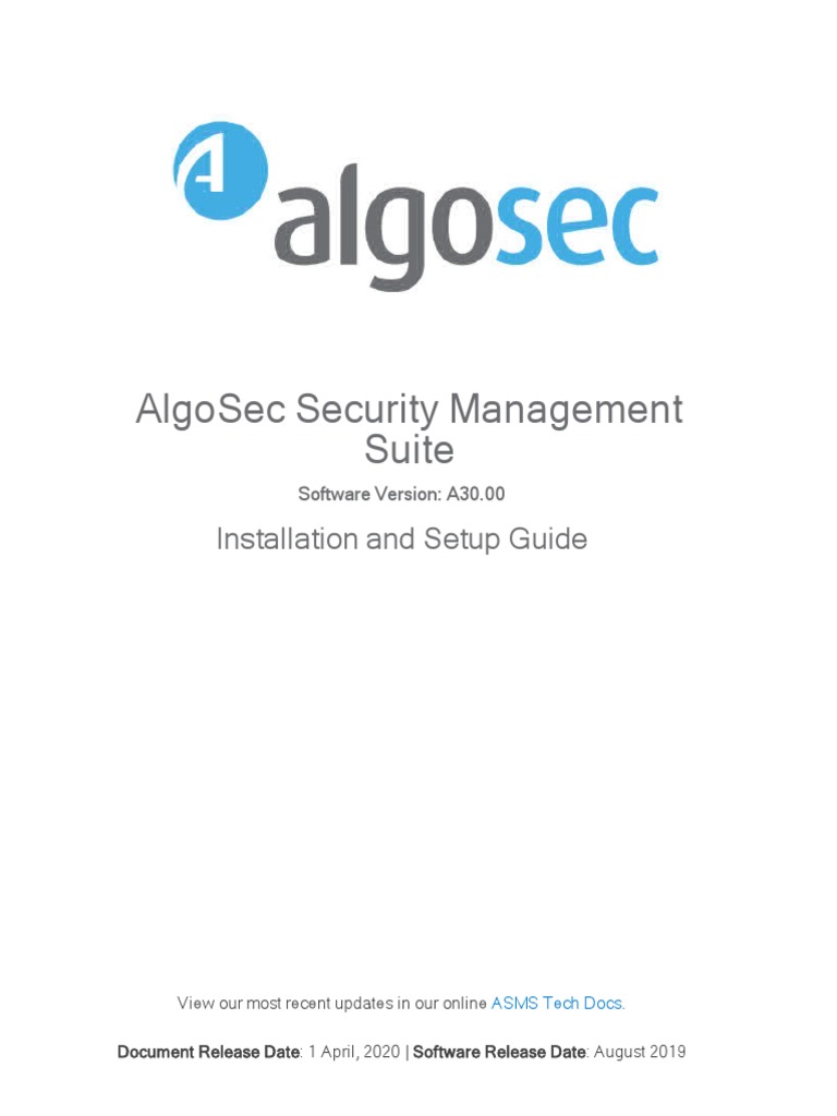 Algosec Security Management Suite: Installation and Setup Guide | PDF