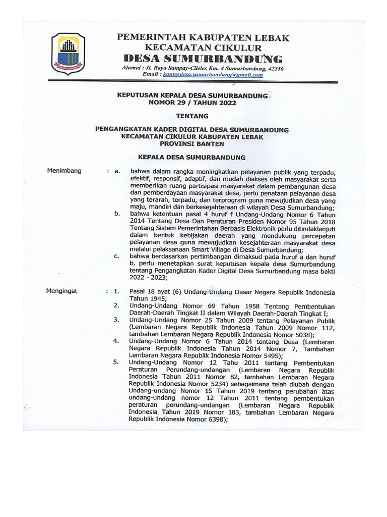 SK Kader Digital Desa | PDF