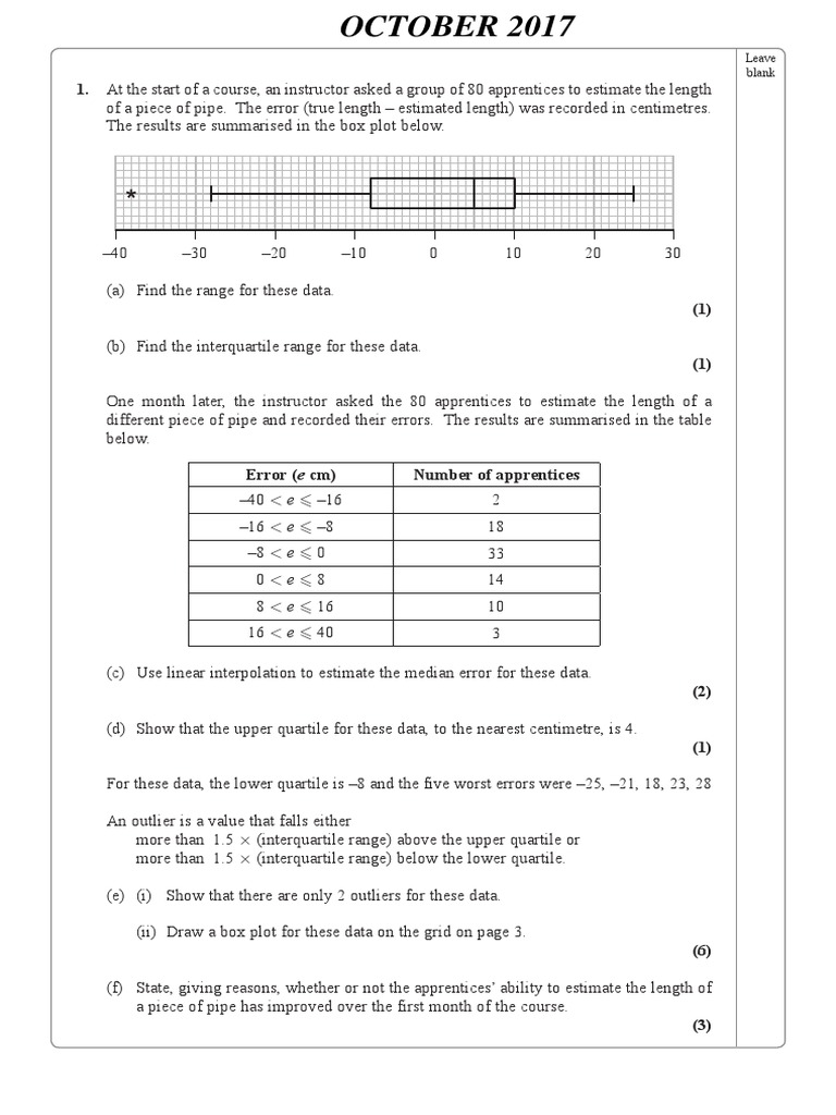 Analysis of Apprentice Pipe Length Estimation Skills Over Time Through Box Plots and Statistical ...