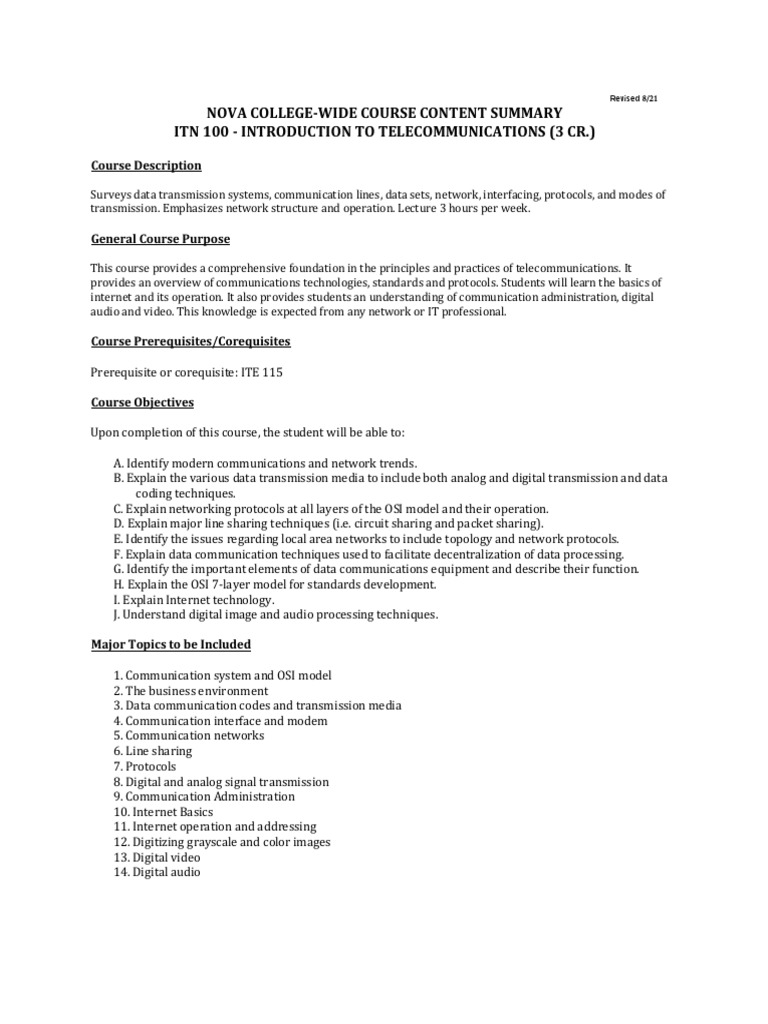 Intro to Telecommunications Course Overview | PDF | Computer Network ...