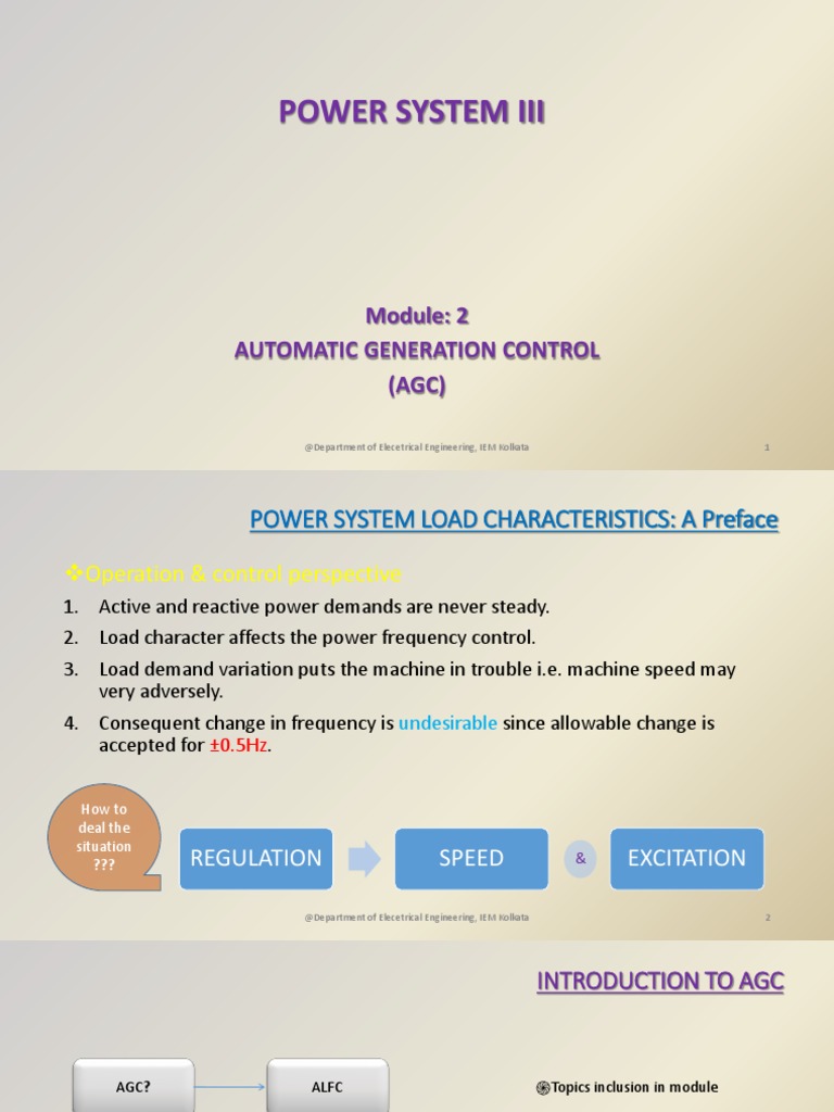 Power System Iii: Automatic Generation Control (AGC) | PDF | Amplifier ...