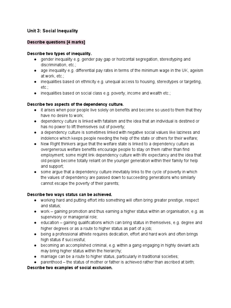 Unit 3 - Social Inequality | PDF | Discrimination & Race Relations ...