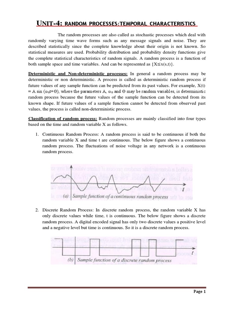 PTSP Unit-Iv | PDF | Probability Distribution | Spectral Density