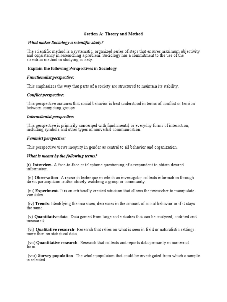 IGCSE Sociology UNIT 1, 2 & 3 NOTES | PDF | Survey Methodology | Family