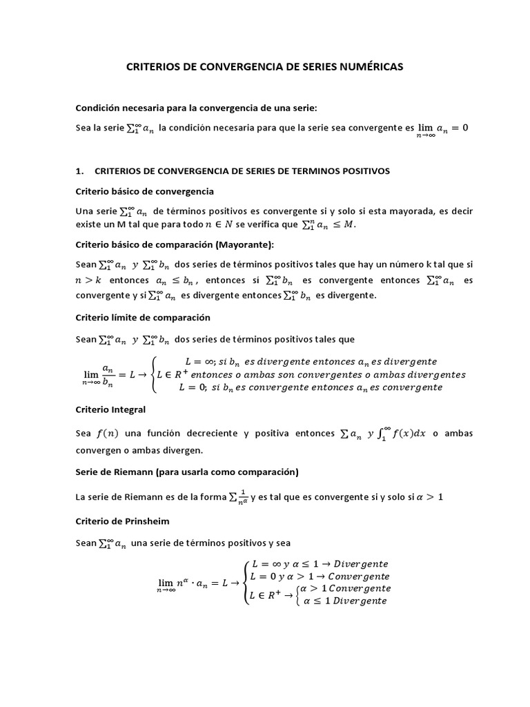Criterios de Convergencia de Series | PDF | Análisis | Funciones y mapeos
