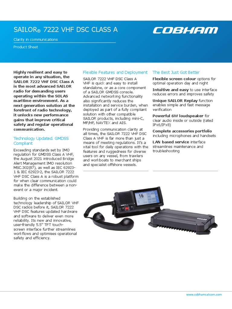 Sailor 7222 VHF DSC Class A: Flexible Features and Deployment The Best Just Got Better | PDF ...