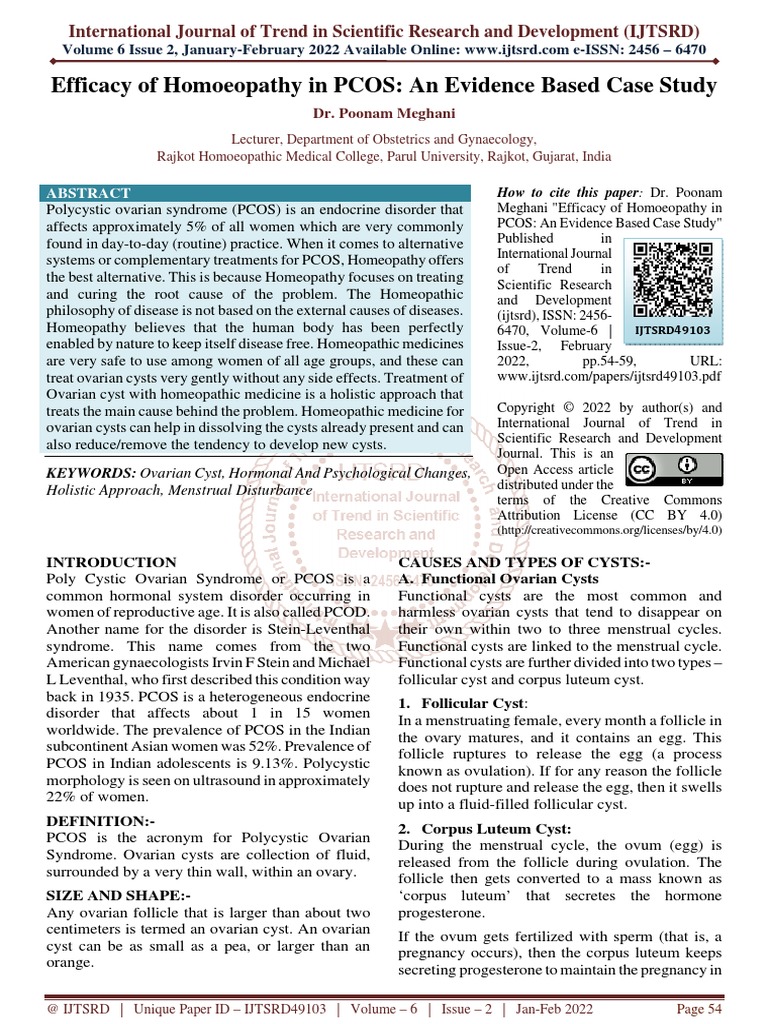 Efficacy of Homoeopathy in PCOS An Evidence Based Case Study | PDF ...