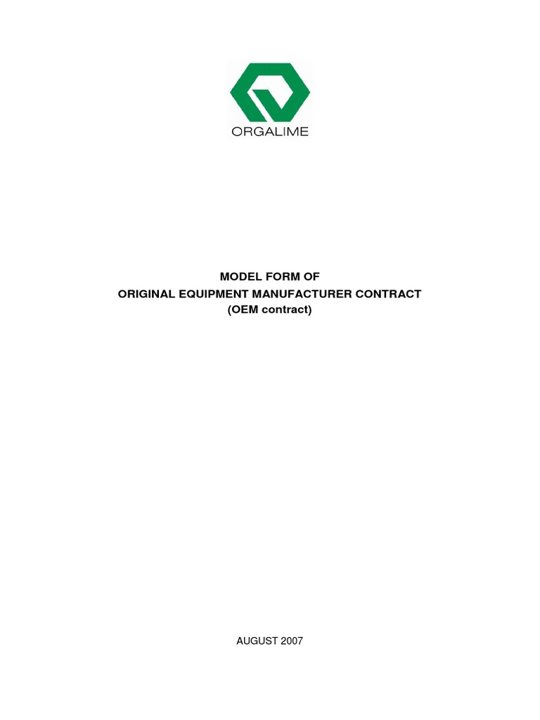 Model Form of Original Equipment Manufacturer Contract (OEM Contract ...