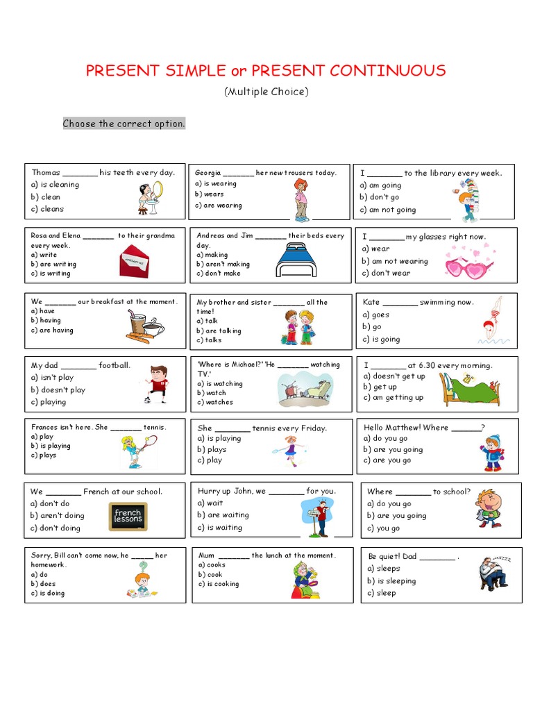 Present Simple or Present Continuous: (Multiple Choice) | PDF