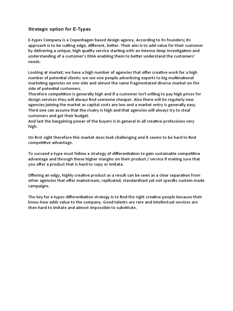 Capstone Project - Strategy Implementation Plan For E-Types | PDF ...