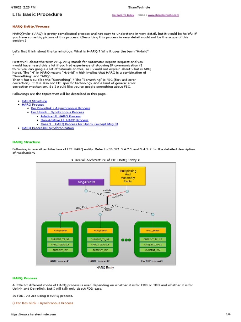 LTE Basic Procedure: HARQ Entity/Process | PDF | Data Transmission ...