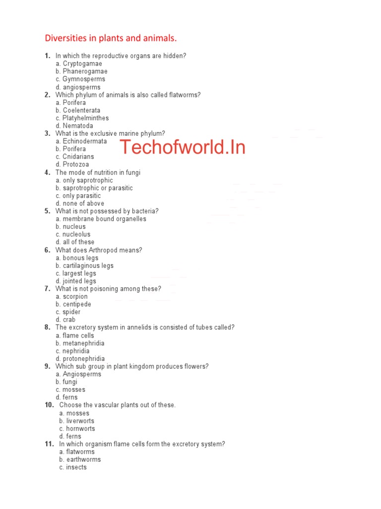 Diversities in Plants and Animals. | PDF | Taxonomy (Biology) | Species