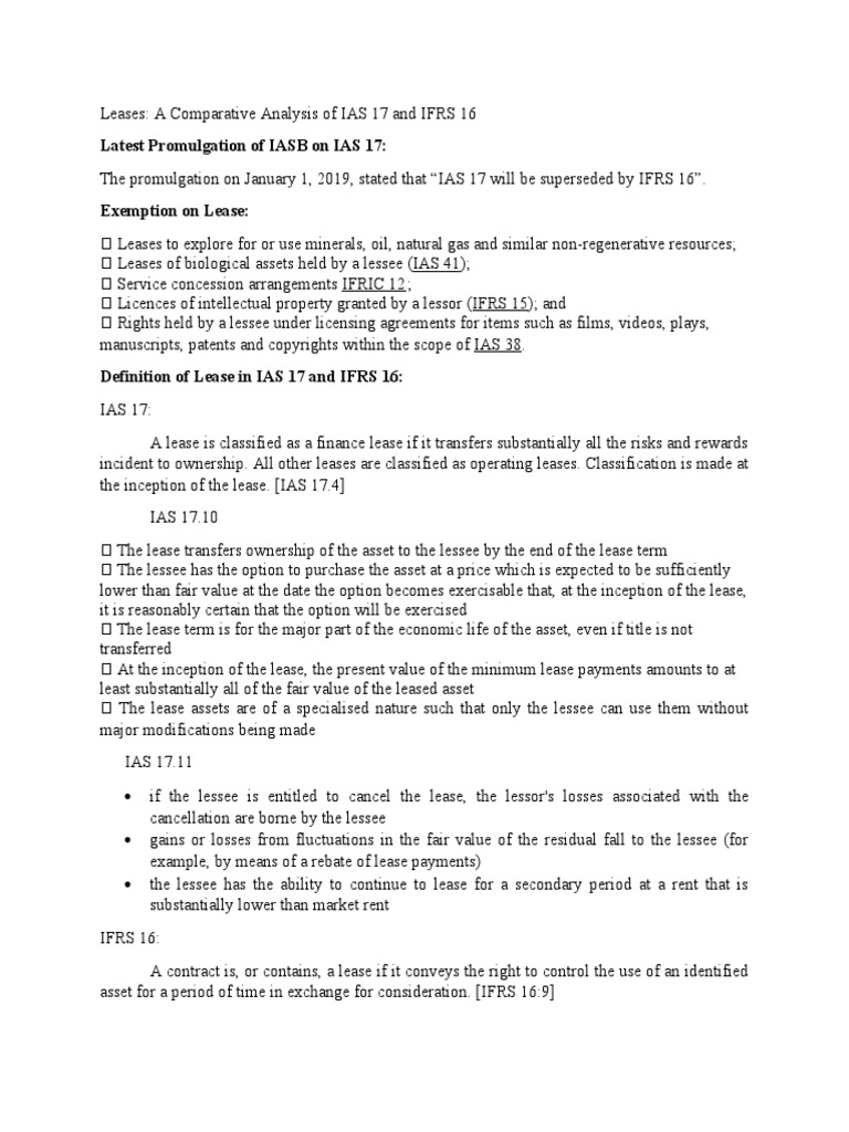 Latest Promulgation of IASB On IAS 17 | PDF | Lease | International ...