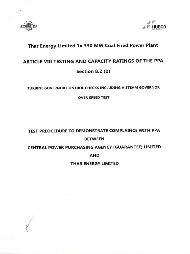 Turbine Governor Control Test Procedure | PDF | Valve | Actuator