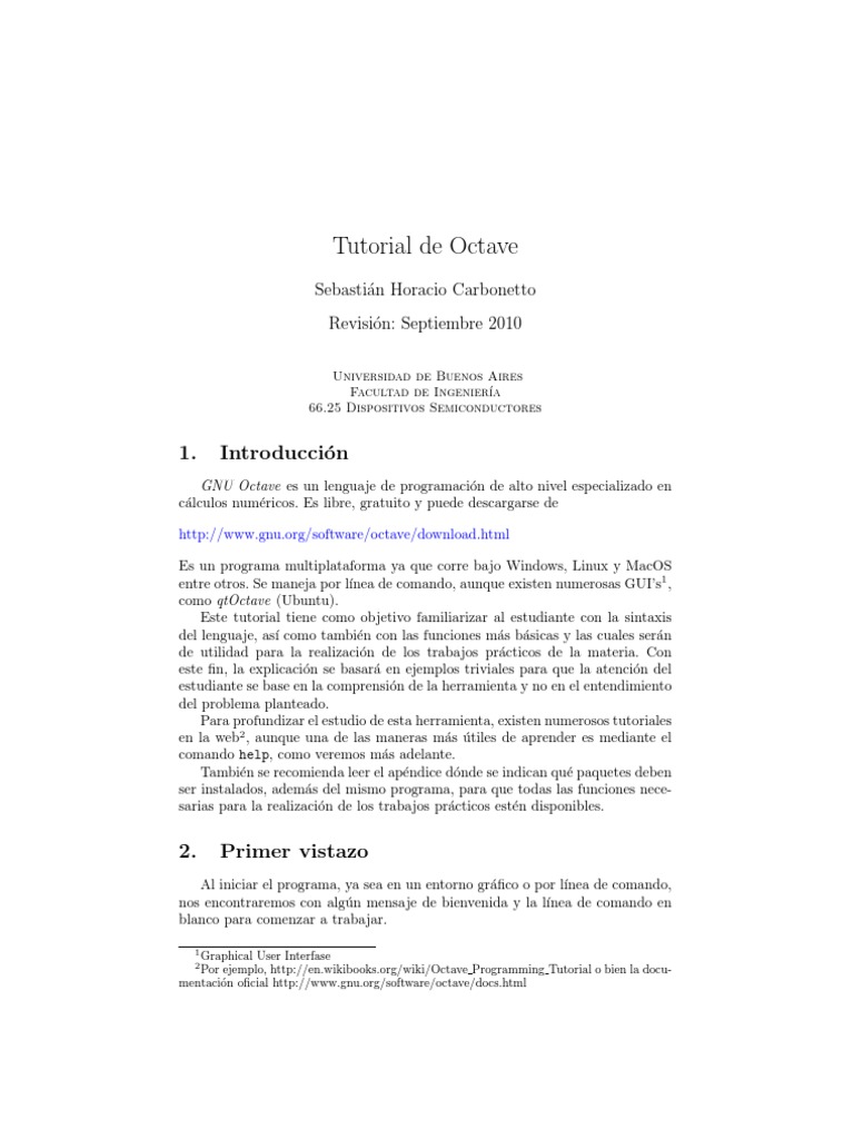Tutorial Rápido de Octave | PDF | Matriz (Matemáticas) | Vector Euclidiano