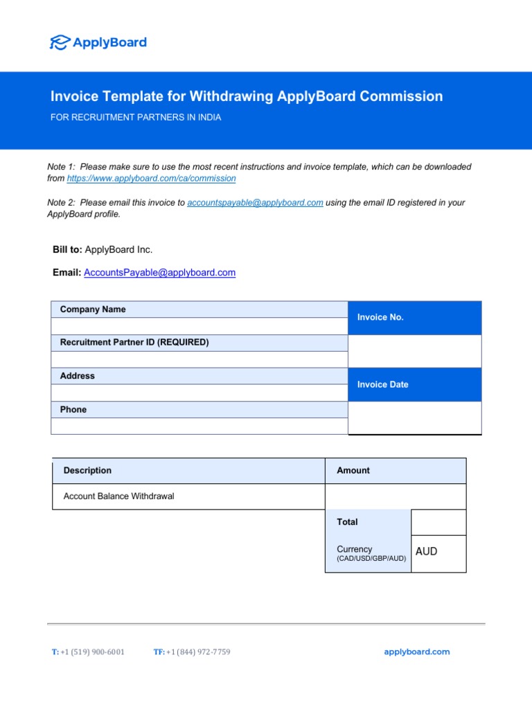 ApplyBoard Commission Withdrawal Guide | PDF | Banking | Invoice