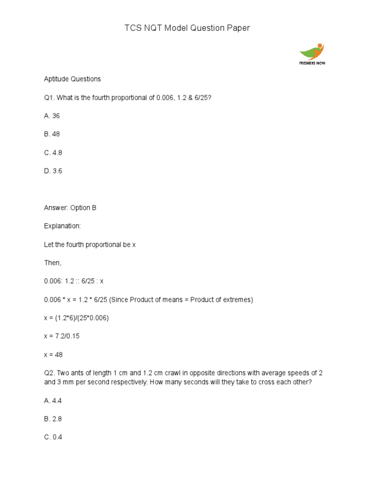 TCS NQT Old Test Paper | PDF | Pronoun | Noun