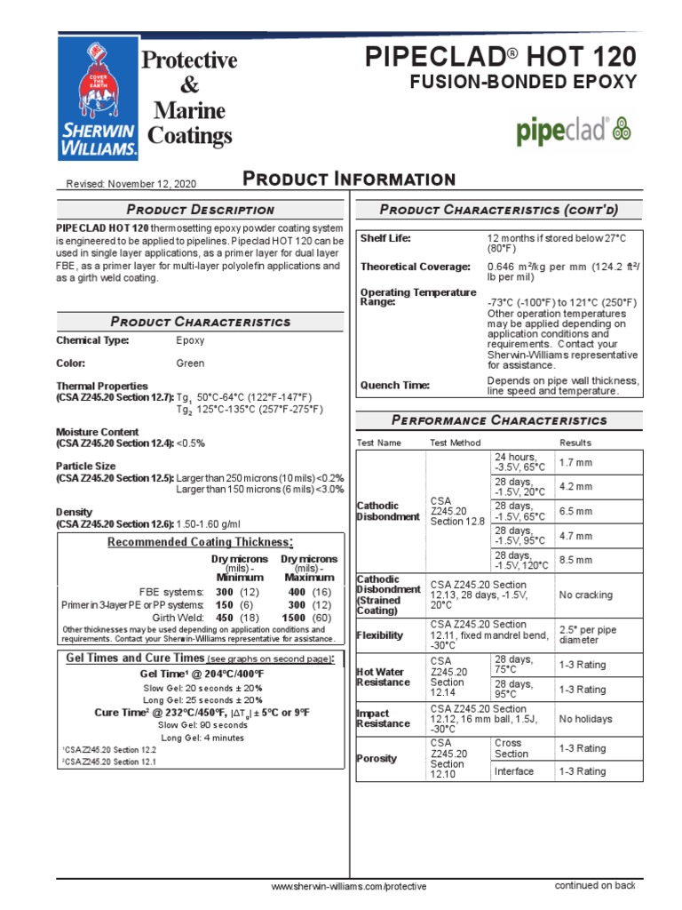 TDS - Pipeclad HOT 120 | PDF | Materials | Applied And ...