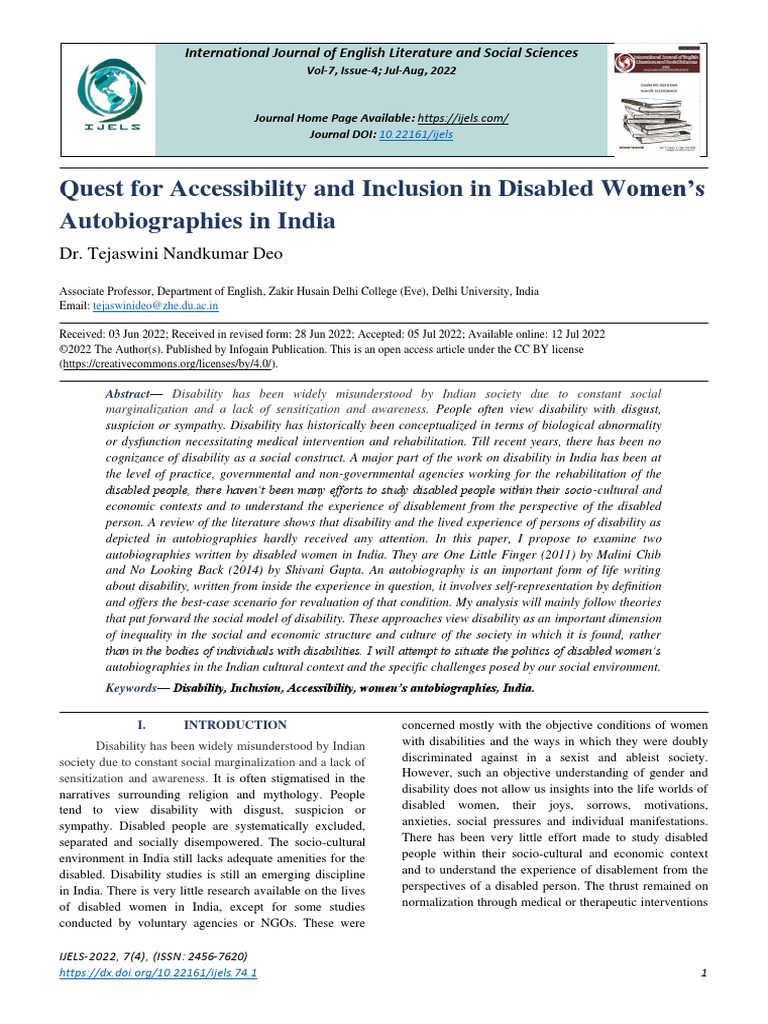 Quest For Accessibility and Inclusion in Disabled Women's ...