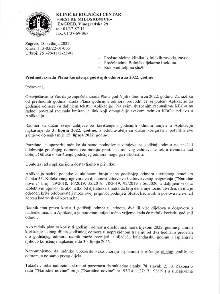 Plan Godišnjih Odmora | PDF