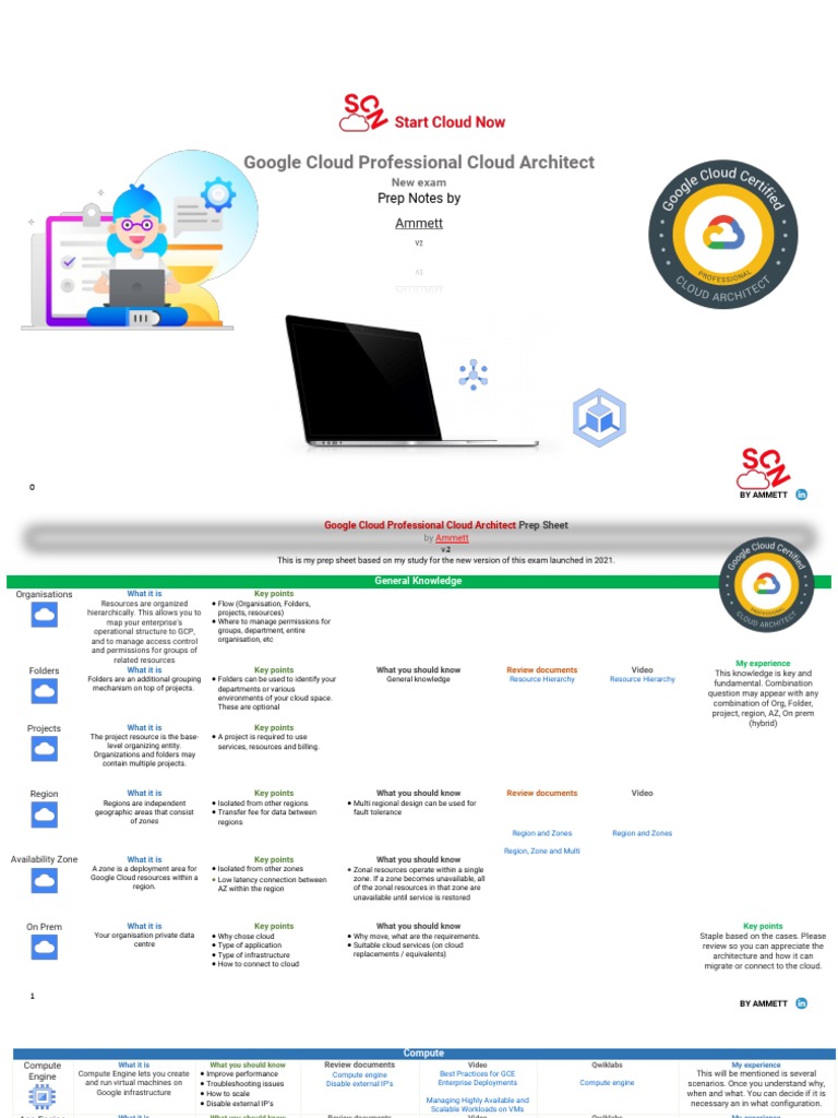 Google Cloud Professional Cloud Architect Exam Prep Sheet | PDF | Cloud Computing | Computer Network