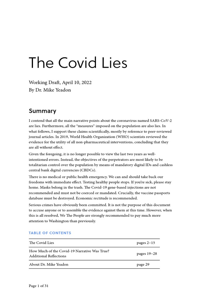 The Covid Lies Updated | PDF | Infection | Polymerase Chain Reaction