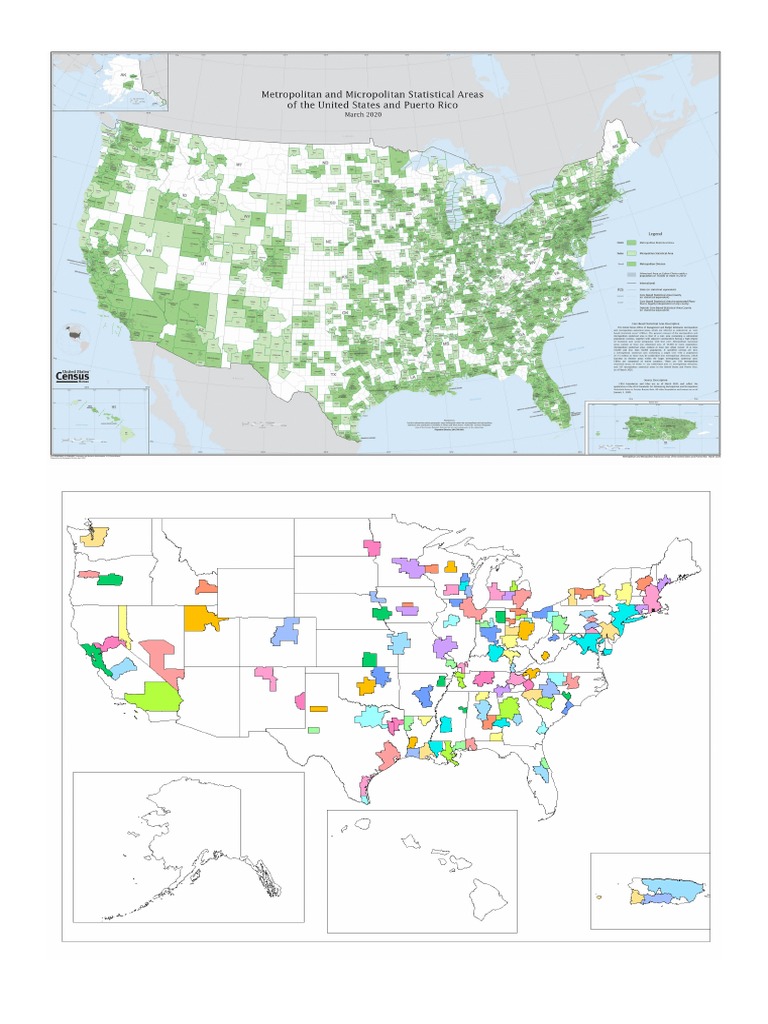 MSA 大地圖 Metropolitan and Micropolitan Statistical Areas (CBSAs) of the ...