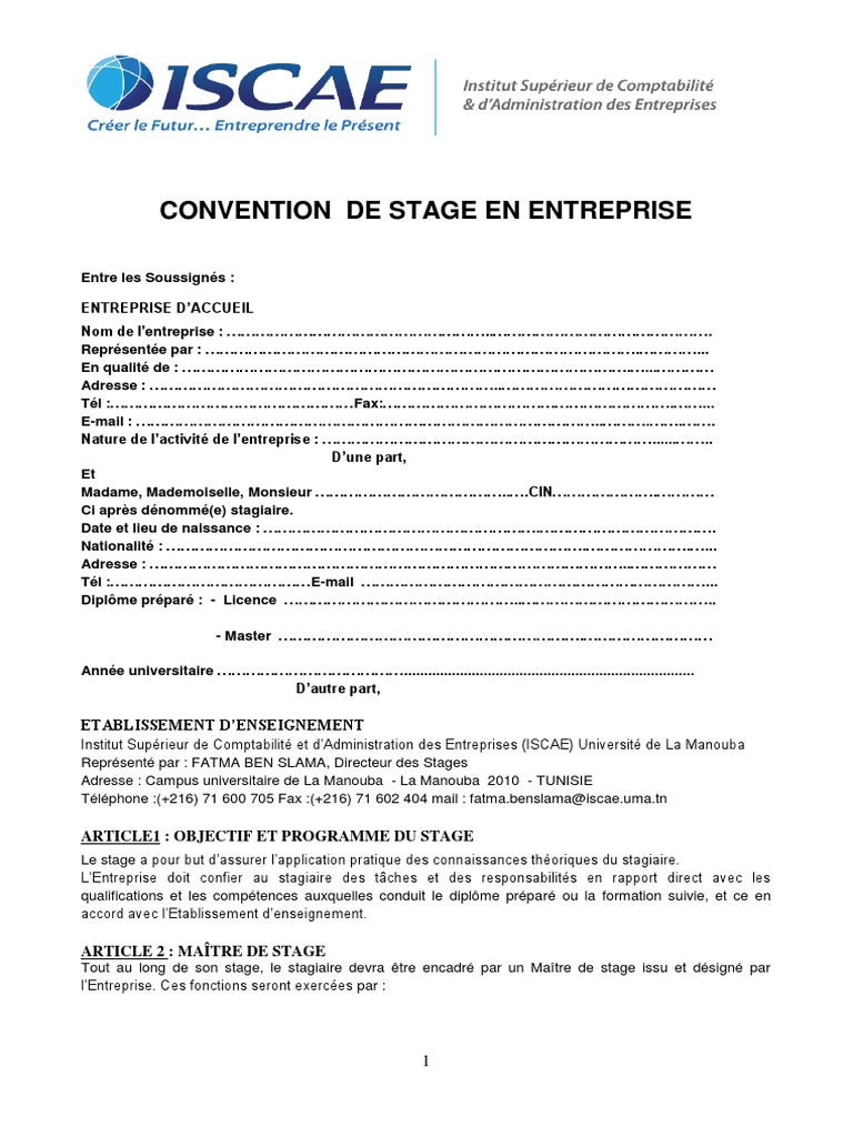 Convention de Stage en Entreprise | PDF | Business