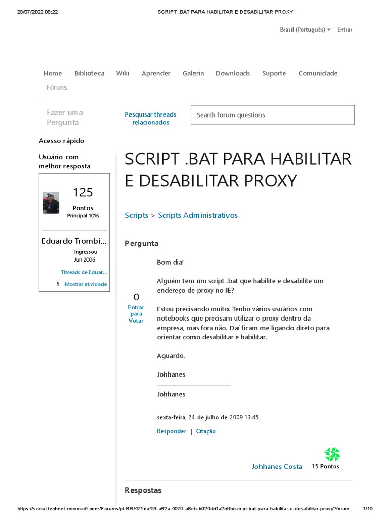 Script .Bat para Habilitar e Desabilitar Proxy | PDF | Software de sistema | Linguagem de script