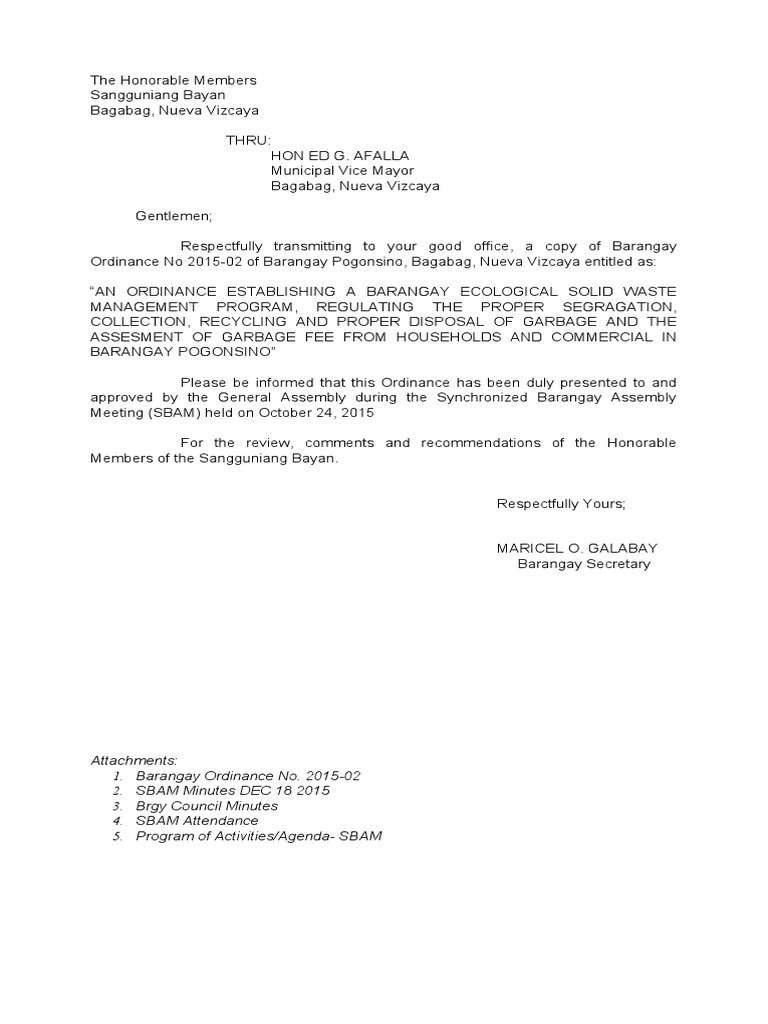 Pogonsino Solid Waste Management Ordinance | PDF | Waste Management ...