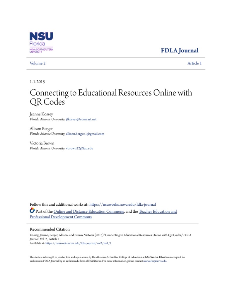 Connecting To Educational Resources Online With QR Codes | PDF | Qr ...