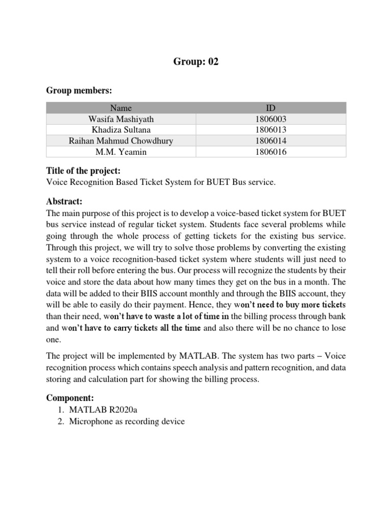 G 02 Eee 312 Project Proposal | PDF | Speech Recognition | Computing