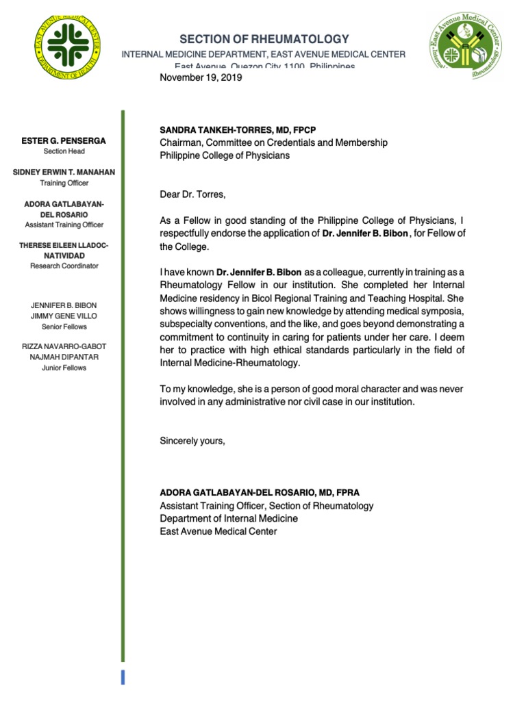 Recommendation Letter - PCP Fellow - Jen Naj | PDF | Doctor Of Medicine ...