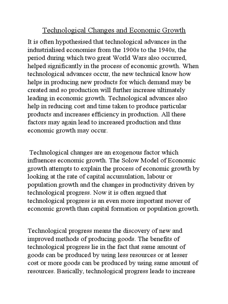 Technological Changes and Economic Growth | PDF | Economic Growth ...
