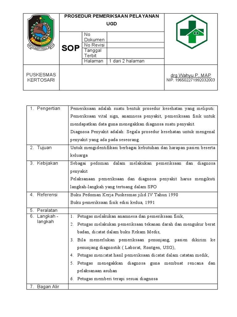 Sop Pemeriksaan Pelayanan Ugd | PDF