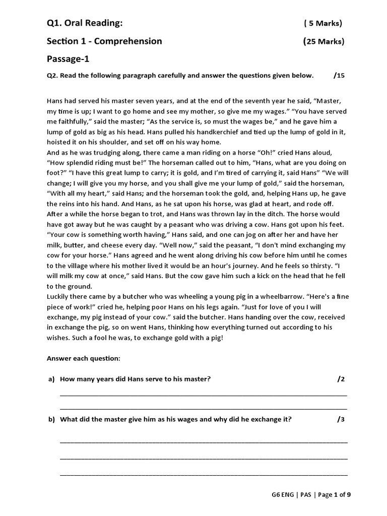 G6-English - EOY 2022 Final | PDF | Part Of Speech | Linguistics