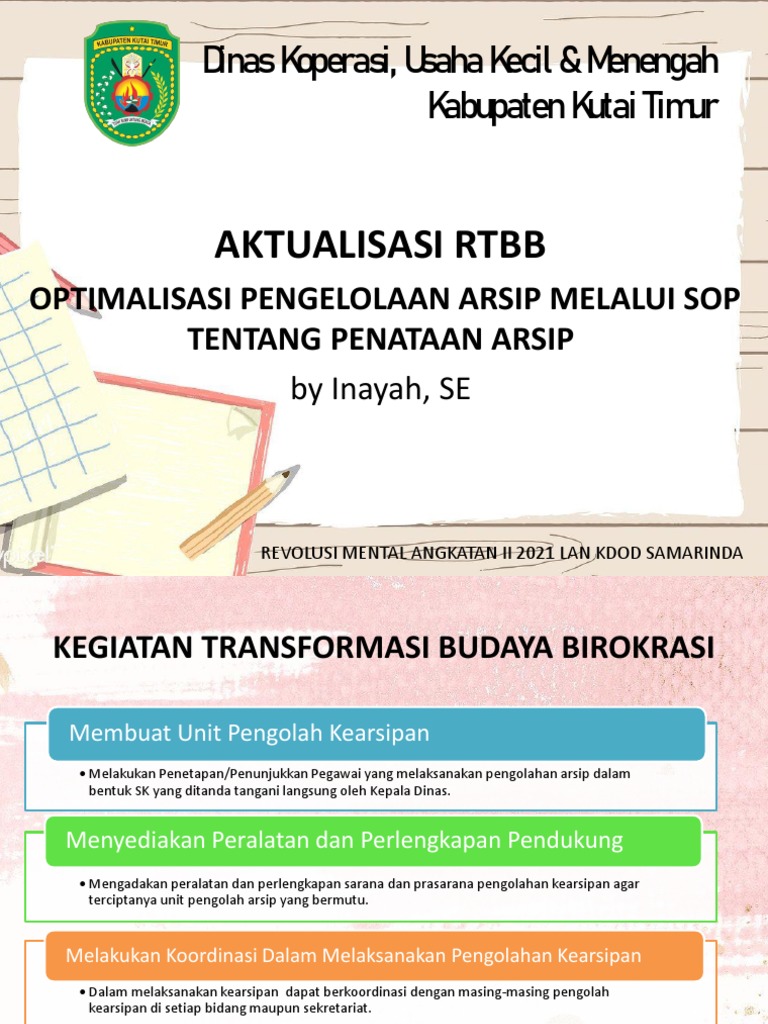 Optimalisasi Pengelolaan Kearsipan RTBB | PDF