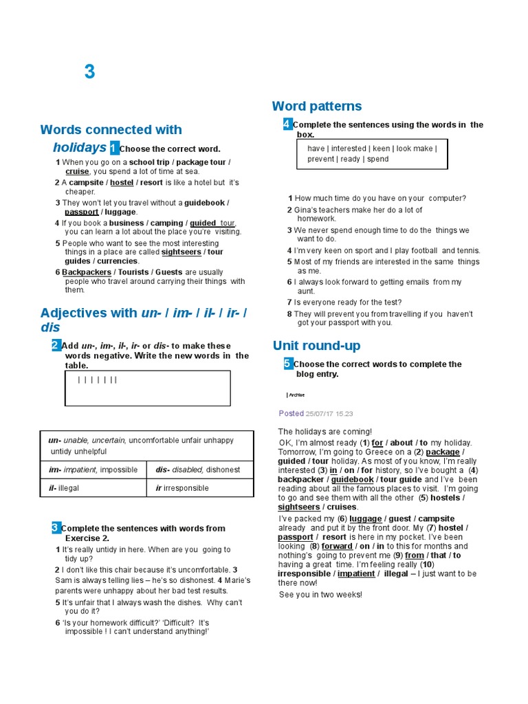 Optimise Your Vocabulary - B1: Words Connected With Word Patterns | PDF ...