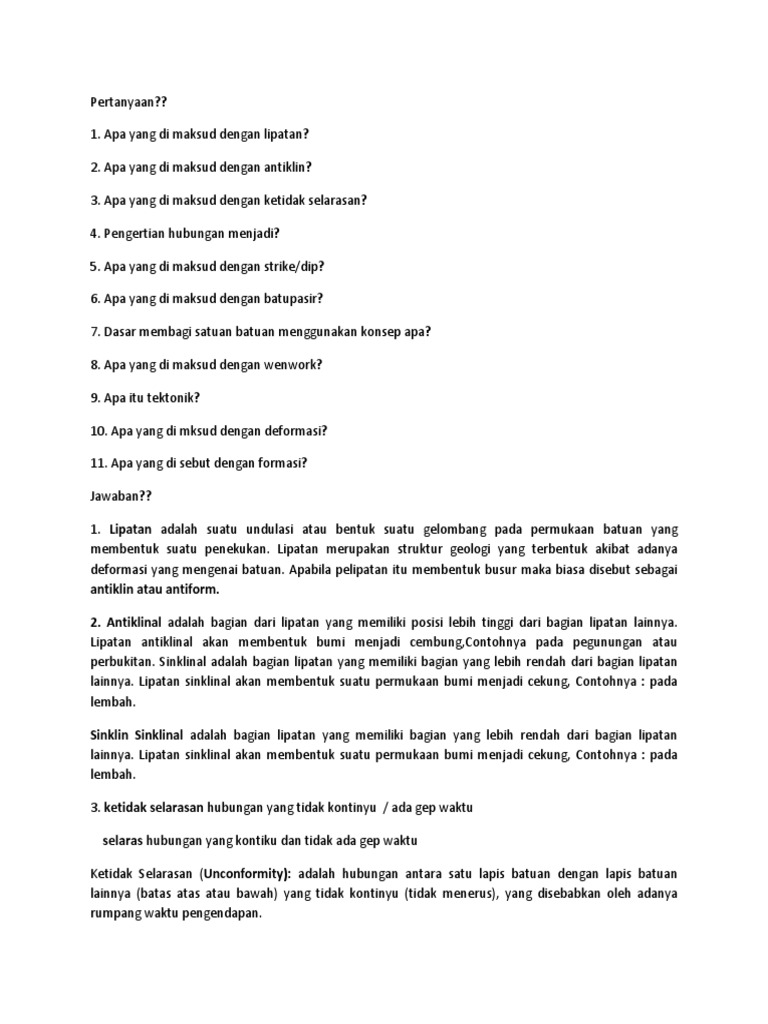 Lipatan Antiklin dan Sinklinal Geologi | PDF | Sains & Matematika