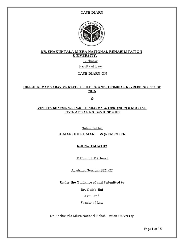 Case Diary Gulab | PDF | Obiter Dictum | Judgment (Law)