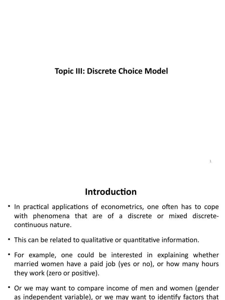 CH 5. Discrete Choice Model | PDF | Logistic Regression | Regression Analysis