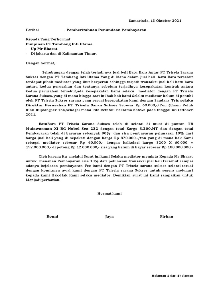 Surat Pak Bharat PT TIU | PDF