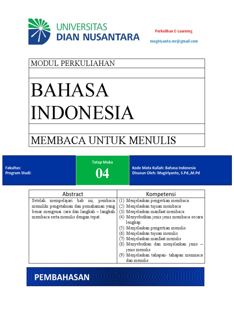 MODUL 4 Membaca Untuk Menulis | PDF