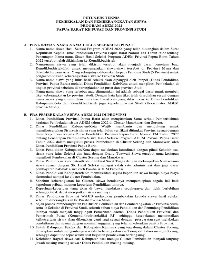 Juknis Pembekalan Disdik Kokab | PDF | Karier & Perkembangan | Perjalanan