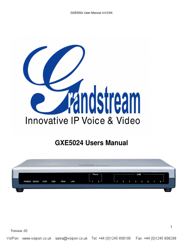 Grandstream Gxe502x Manual | PDF | Ip Address | Session Initiation Protocol