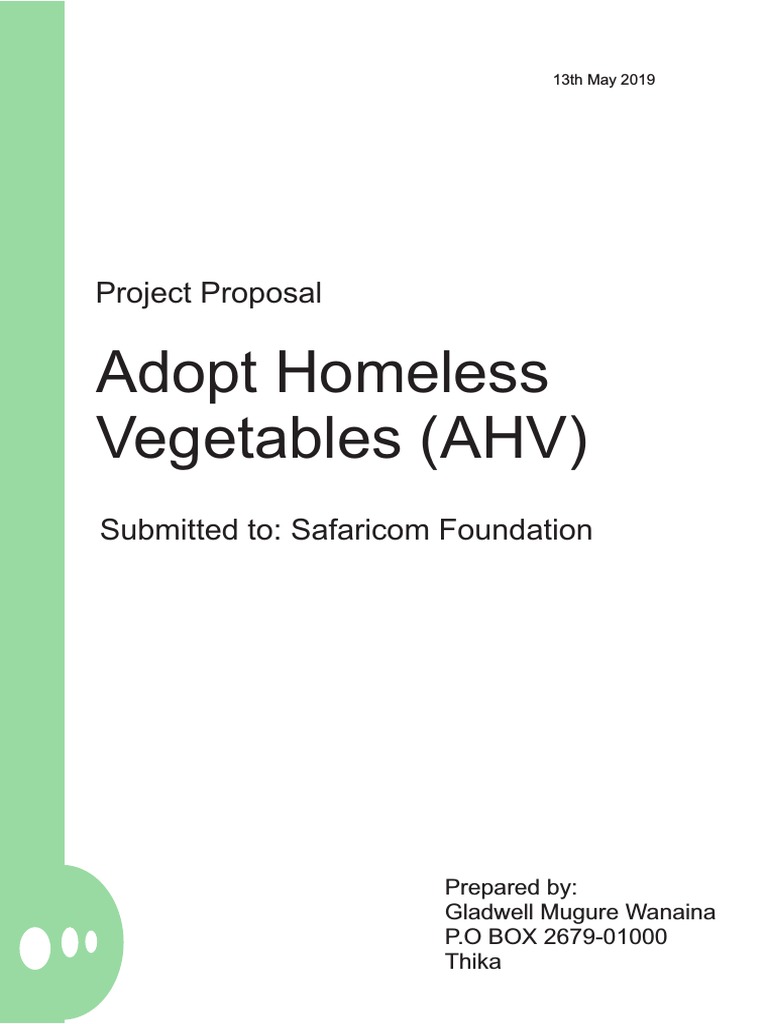 Adopt Homeless Vegetables (AHV) : Project Proposal | PDF | Homelessness ...