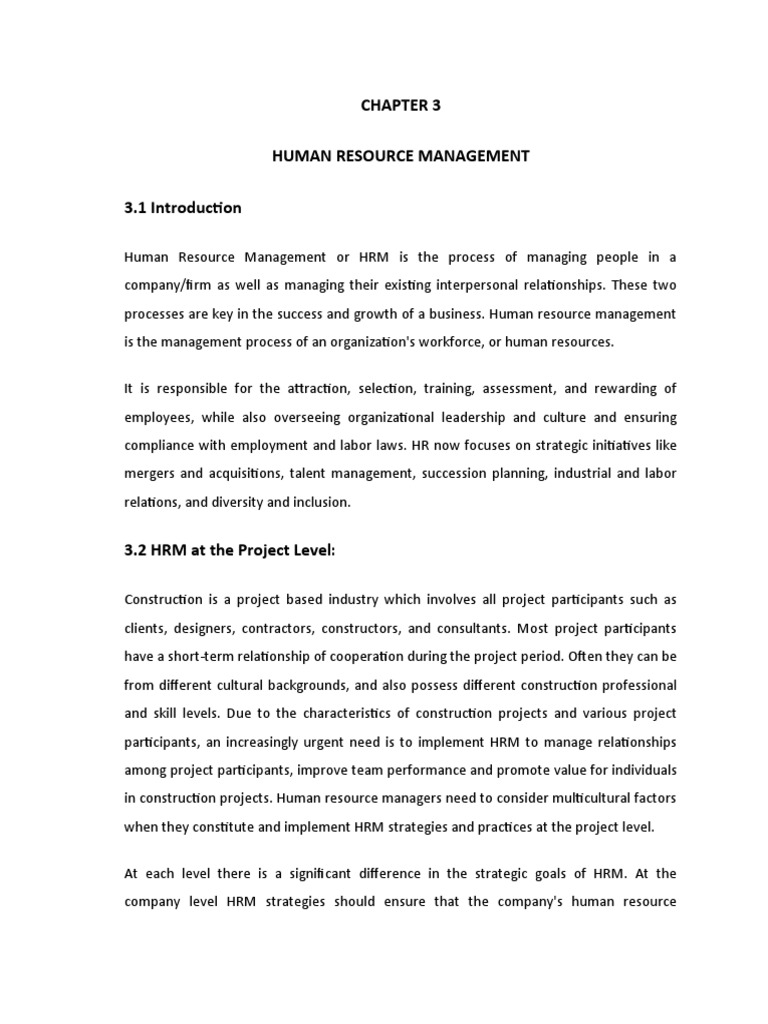 CHAPTER 3 HUMAN RESOURCE MANAGEMENT | PDF | Human Resource Management | Employment