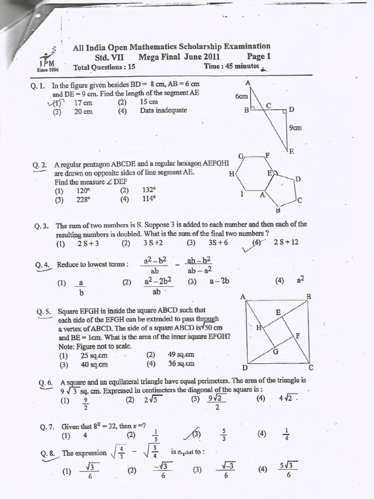 Ipm Class 7 Mega Final 2 With Ans | PDF